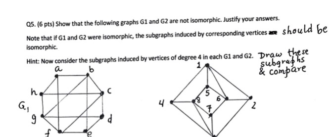 Solved Q5. (6 pts) Show that the following graphs G1 and G2 | Chegg.com