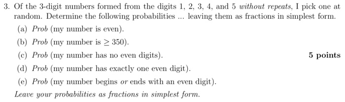 Solved 3. Of the 3-digit numbers formed from the digits 1, | Chegg.com