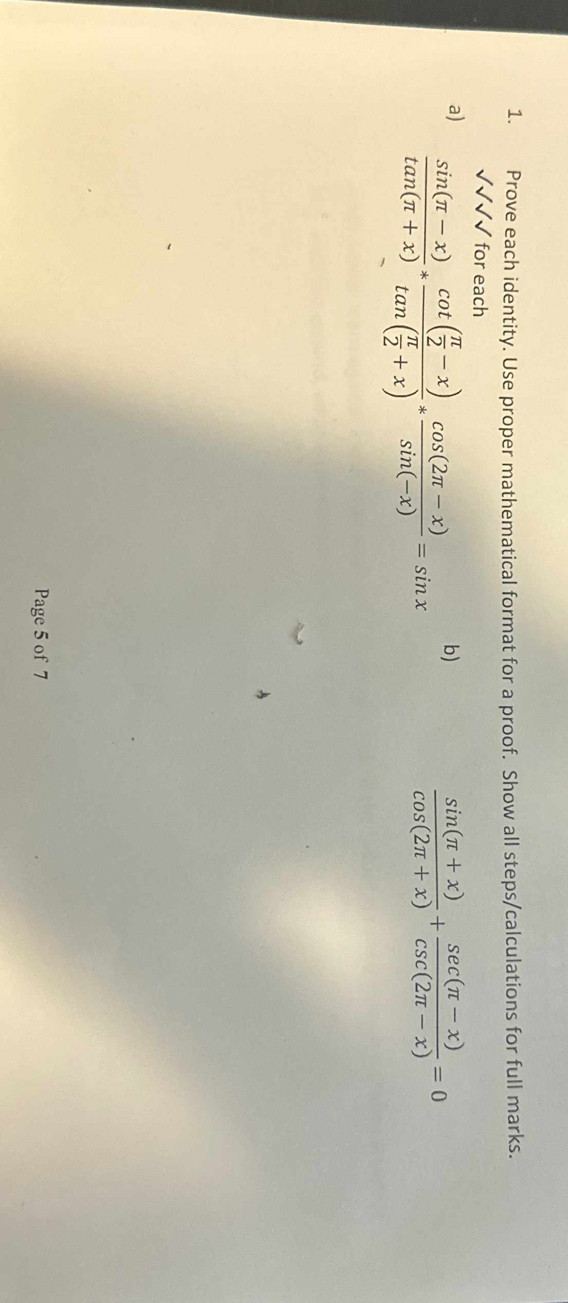 Solved Prove each identity. Use proper mathematical format | Chegg.com