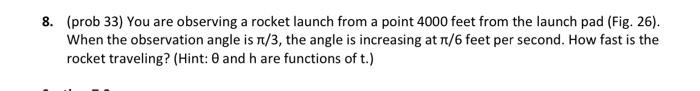 Solved 8. (prob 33) You are observing a rocket launch from a | Chegg.com