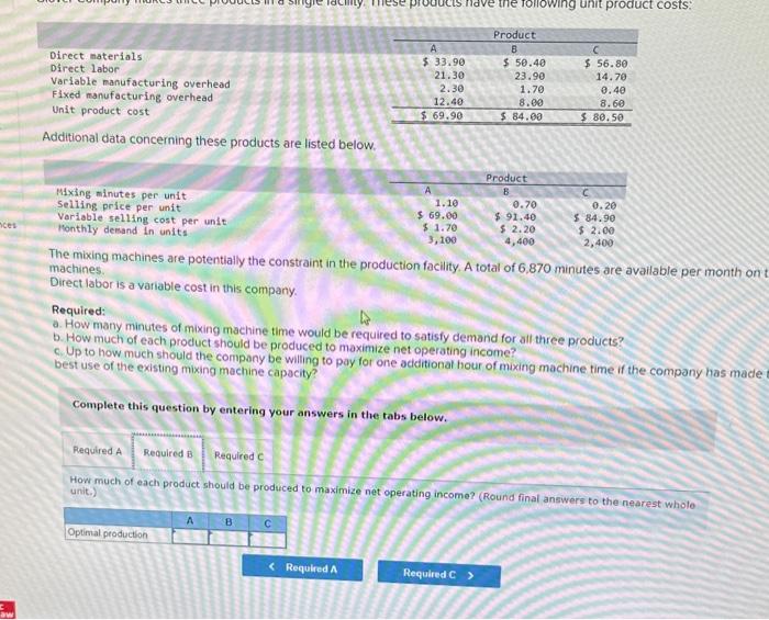 Glover Company makes three products in a single | Chegg.com