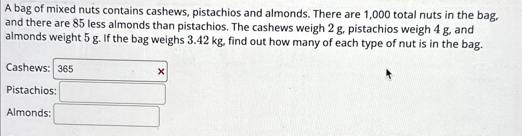 Solved A bag of mixed nuts contains cashews, pistachios and | Chegg.com