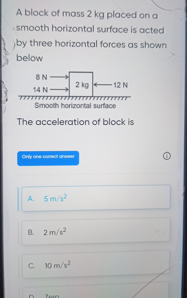 Solved A block of mass 2kg ﻿placed on a smooth horizontal | Chegg.com