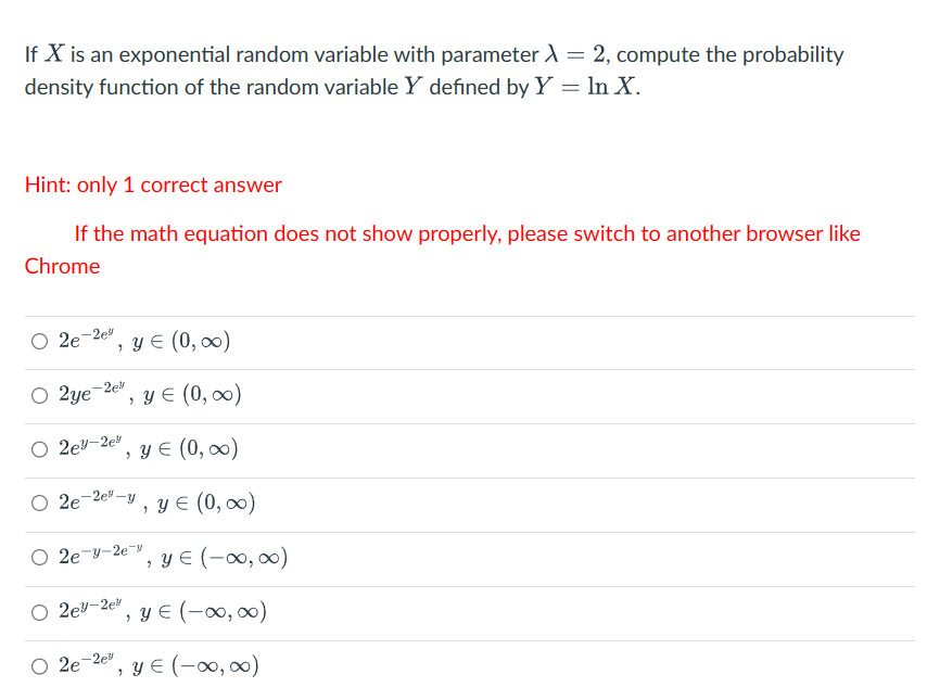 Solved If X is An Exponential Random Variable With