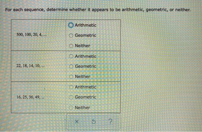 Solved For each sequence, determine whether it appears to be | Chegg.com
