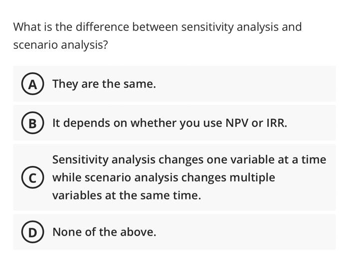 Solved What is the difference between sensitivity analysis | Chegg.com
