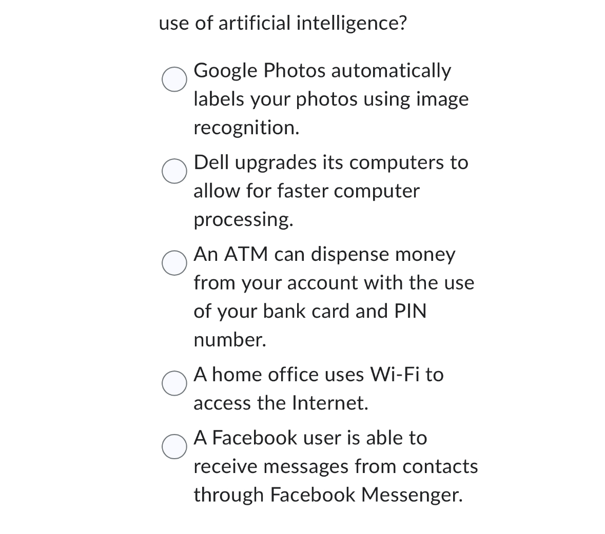 Solved use of artificial intelligence?Google Photos | Chegg.com