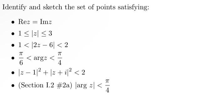Identify and sketch the set of points satisfying: - | Chegg.com