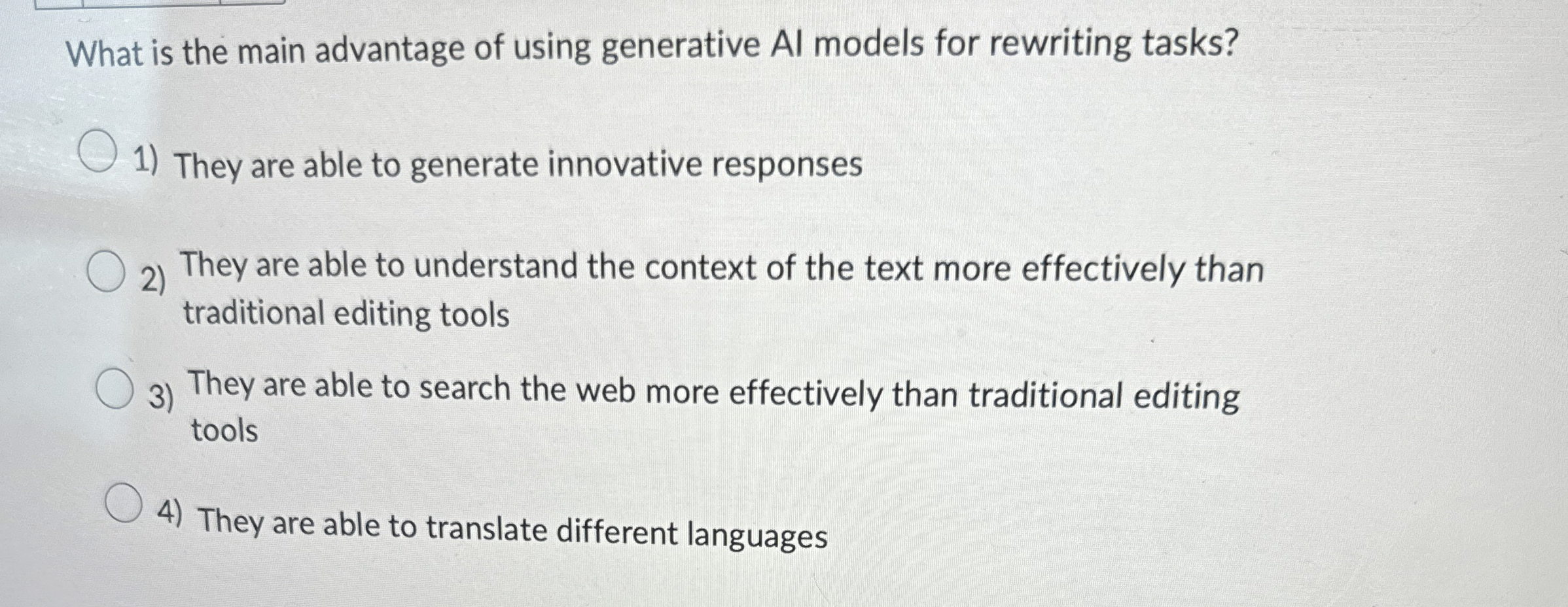 Solved What is the main advantage of using generative Al | Chegg.com