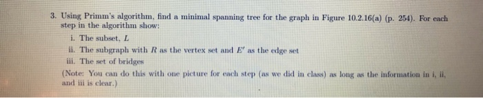 Solved 3. Using Primm's algorithm, find a minimal spanning | Chegg.com