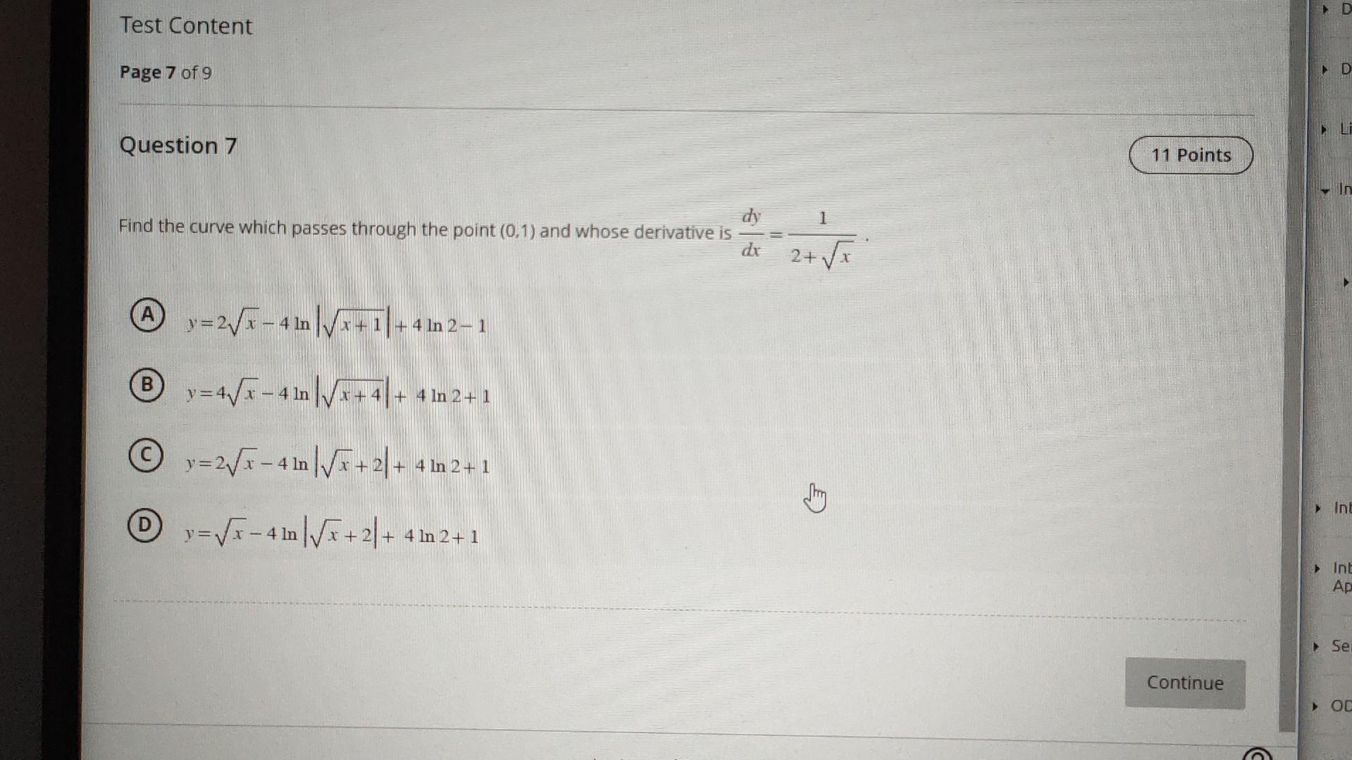 Solved Find the curve which passes through the point (0,1) | Chegg.com