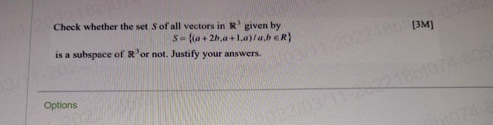 Solved Check whether the set S of all vectors in R3 given by | Chegg.com