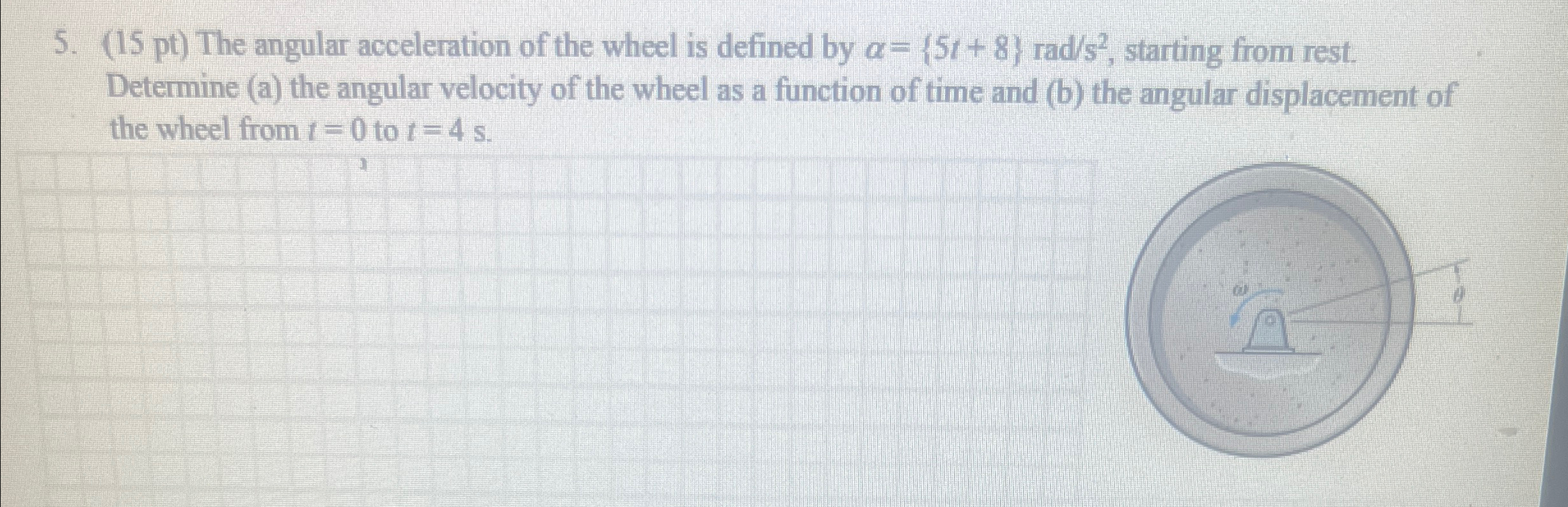 Solved (15 ﻿pt) ﻿The angular acceleration of the wheel is | Chegg.com