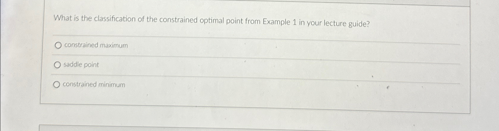 Solved What is the classification of the constrained optimal | Chegg.com