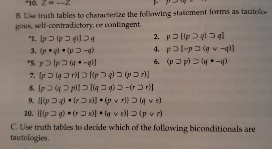 Solved *10. Z=-- 1. P B. Use truth tables to characterize | Chegg.com