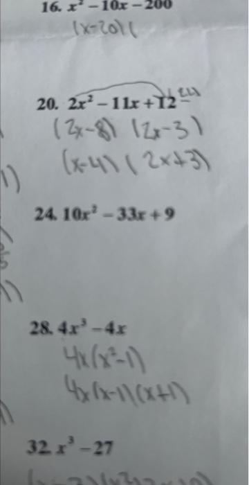 Solved 20. 2x2−11x+12−(2x−8)(2x−3)(x−4)(2x+3)(2) 24. | Chegg.com