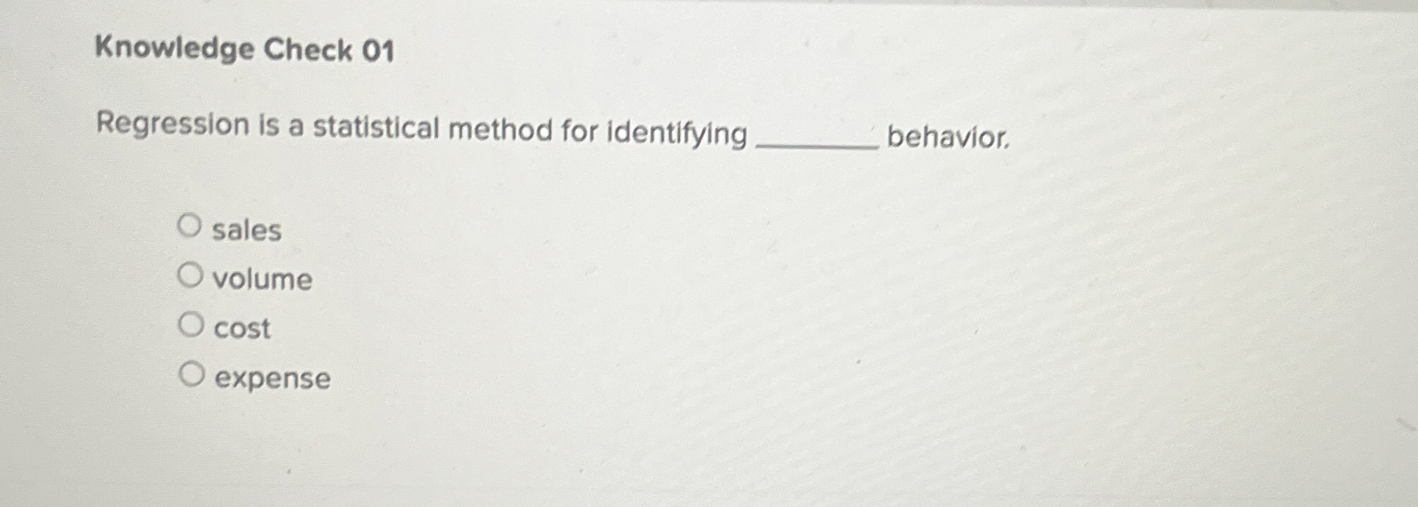 Solved Knowledge Check 01Regression is a statistical method | Chegg.com