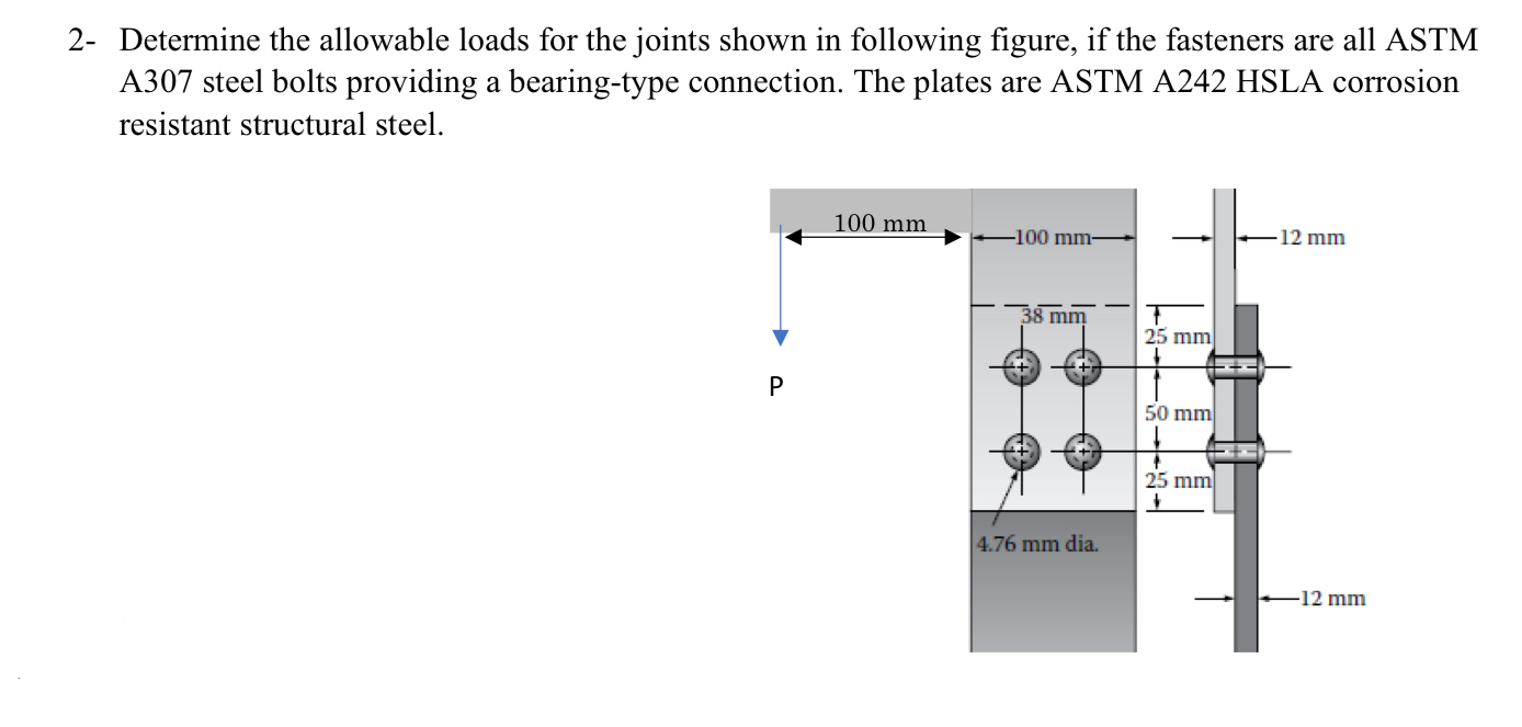 Solved 2- ﻿Determine the allowable loads for the joints | Chegg.com