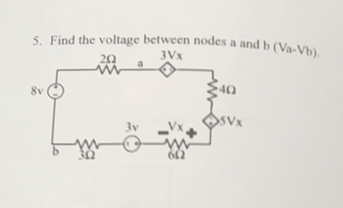 Solved Find the voltage between nodes a and b(Vaa-Vb). | Chegg.com