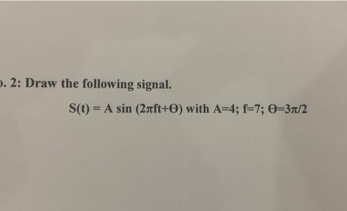 Solved .2: Draw the following signal. S(t) = A sin (2 ft+) | Chegg.com