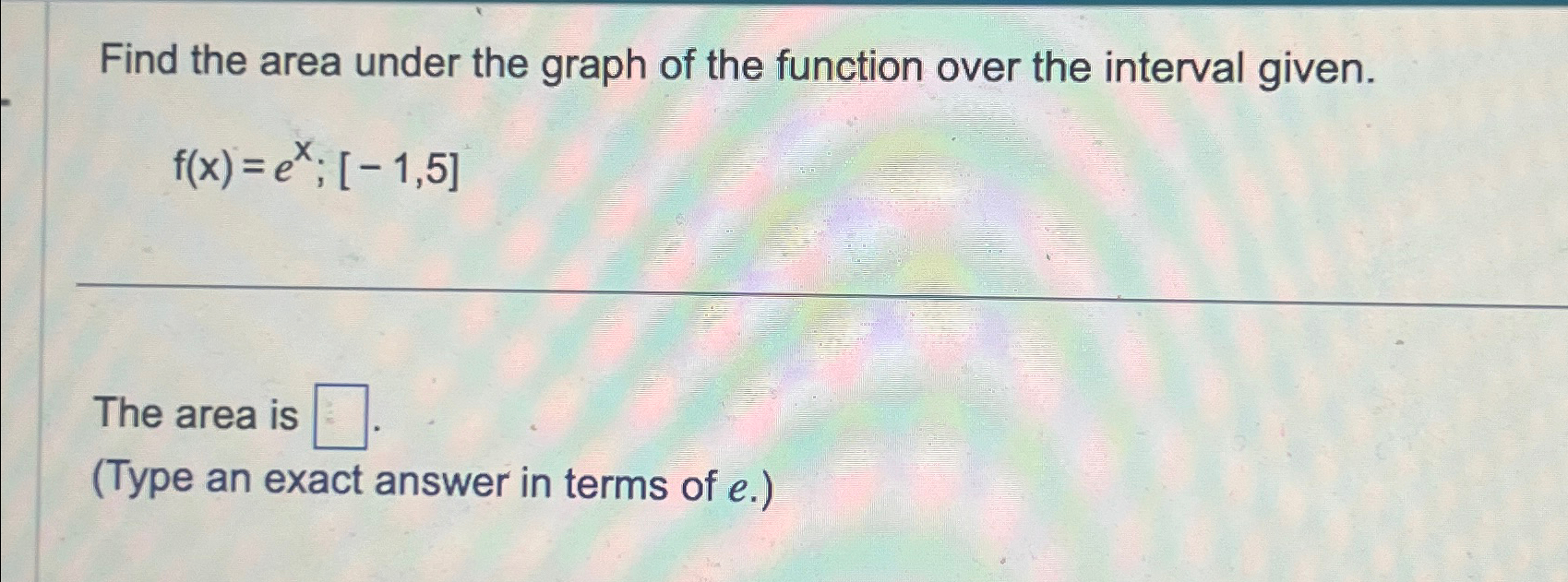 Solved Find the area under the graph of the function over | Chegg.com