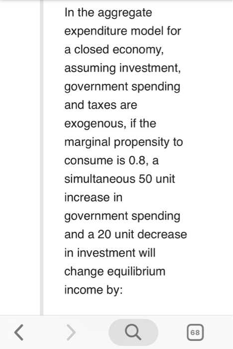 Solved In the aggregate expenditure model for a closed | Chegg.com