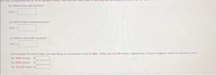 A What Is The Cost Function C X B What Is The