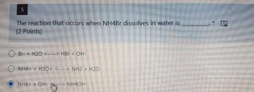 Solved The reaction that occurs when NH4Br dissolves in | Chegg.com