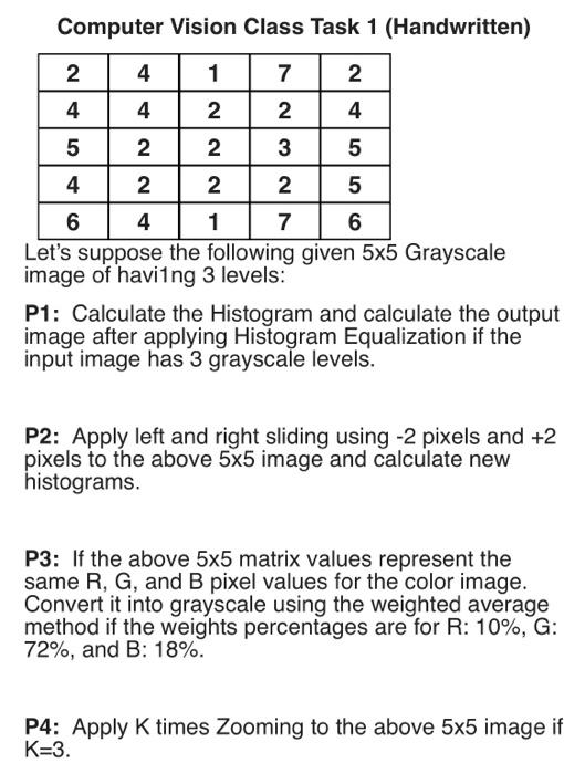Solved Computer Vision Class Task 1 (Handwritten) Let's | Chegg.com