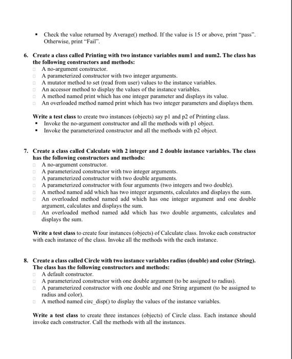 Solved Lab exercise 10 1. Create a java class called | Chegg.com