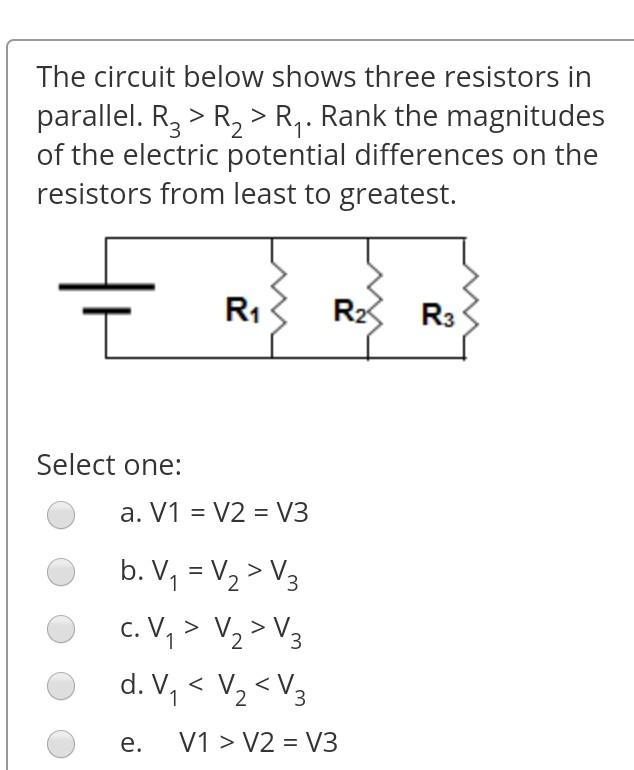 Solved The circuit below shows three resistors in parallel. | Chegg.com