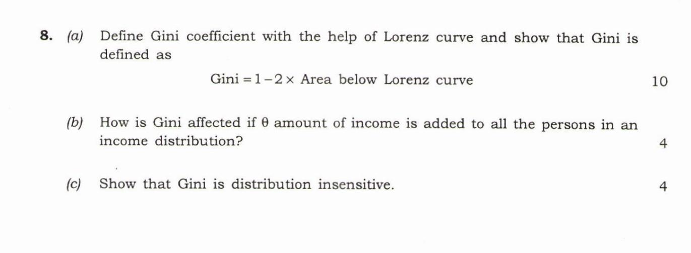 Solved 8. (a) Define Gini coefficient with the help of | Chegg.com