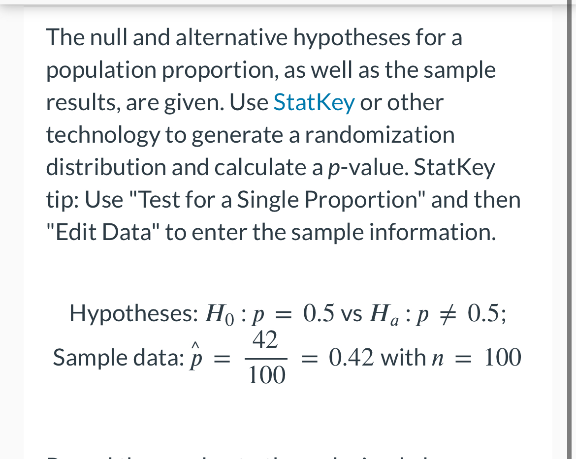 Solved The null and alternative hypotheses for a population | Chegg.com