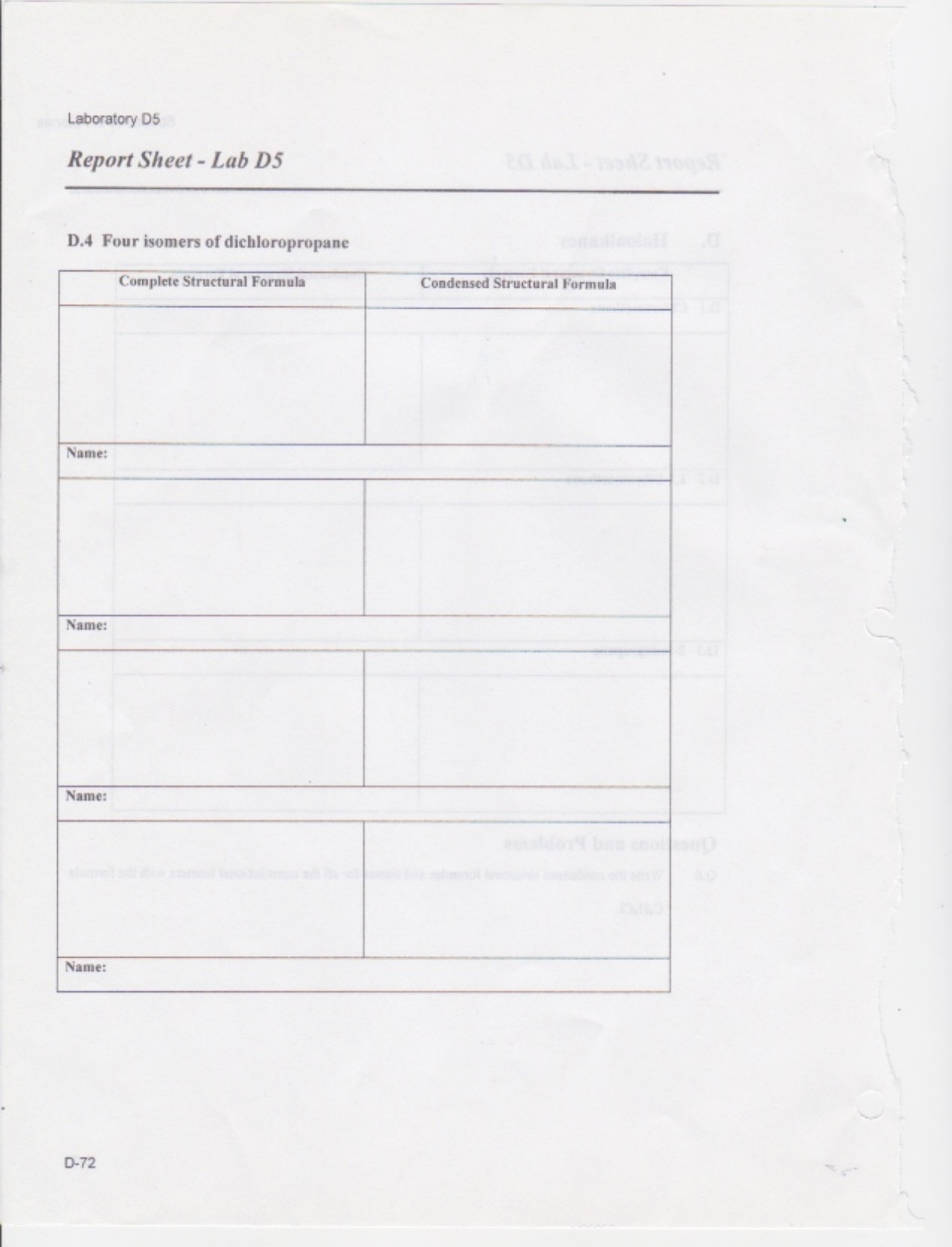 Solved Laboratory D5Report Sheet - ﻿Lab D5D. 4 ﻿Four isomers | Chegg.com