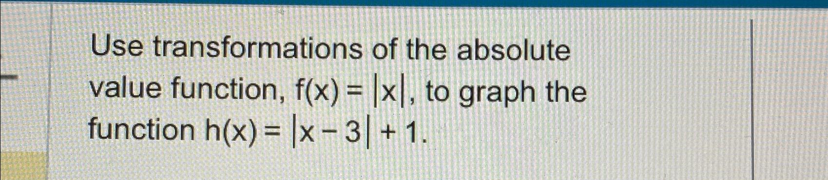 Solved Use transformations of the absolute value function, | Chegg.com