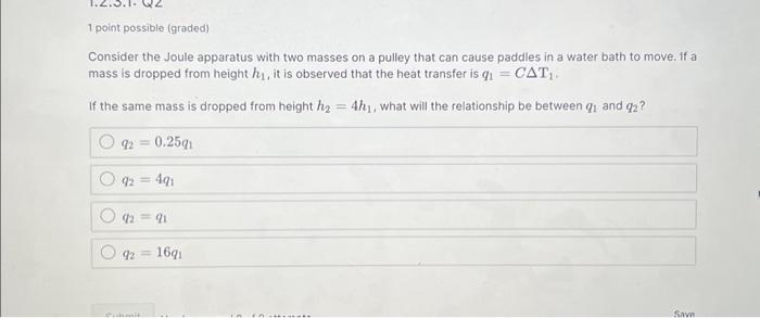 Solved 1 point possible (graded) Consider the Joule | Chegg.com