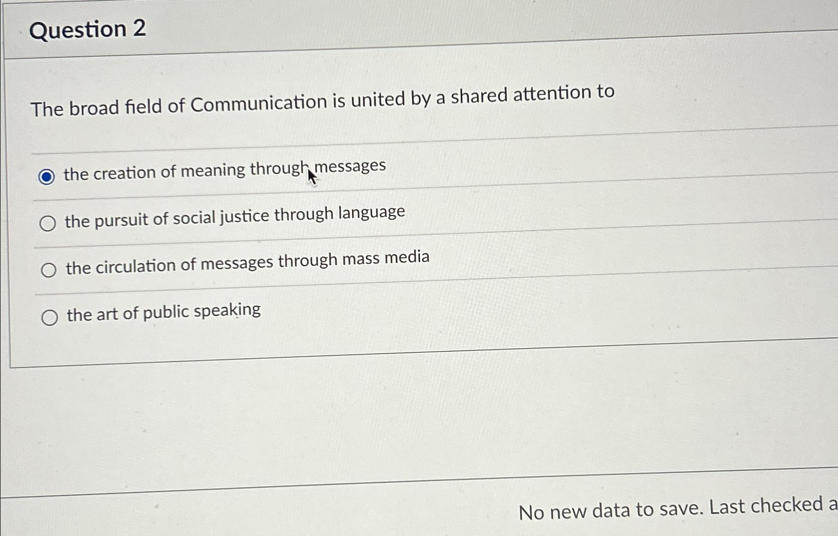 Solved Question 2The broad field of Communication is united | Chegg.com