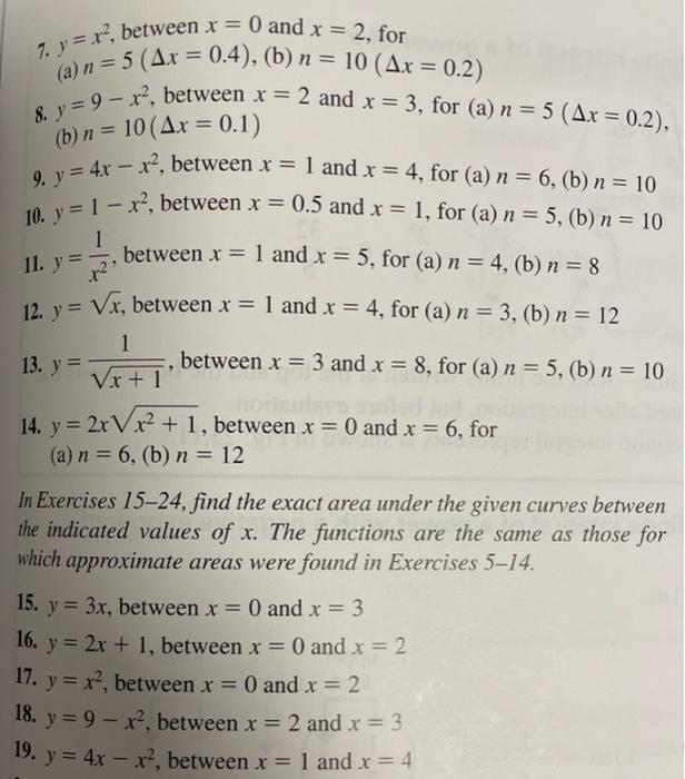 Solved In Exercises 5-14, find the approximate area under | Chegg.com