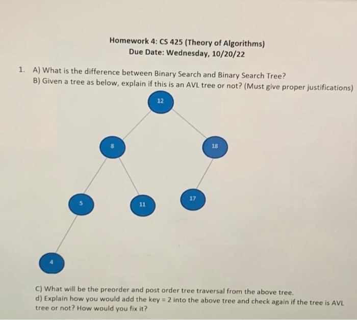 Solved Homework 4: CS 425 (Theory of Algorithms) Due Date: | Chegg.com