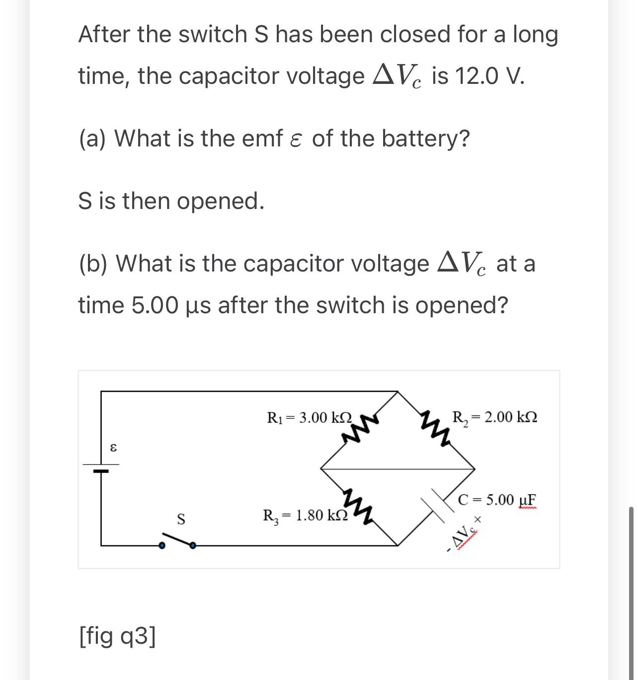 Solved After the switch S ﻿has been closed for a long time, | Chegg.com