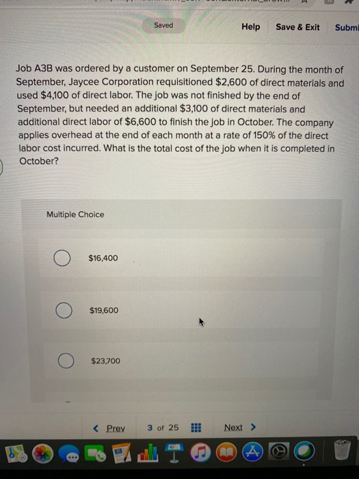 Solved Saved Help Save & Exit Submi Job A3B was ordered by a | Chegg.com