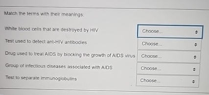 Match the terms with their meanings:White blood cells | Chegg.com