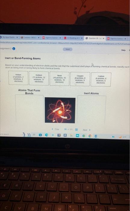 Inert or Bond-Forming Atoms Atoms That Form Bonds | Chegg.com