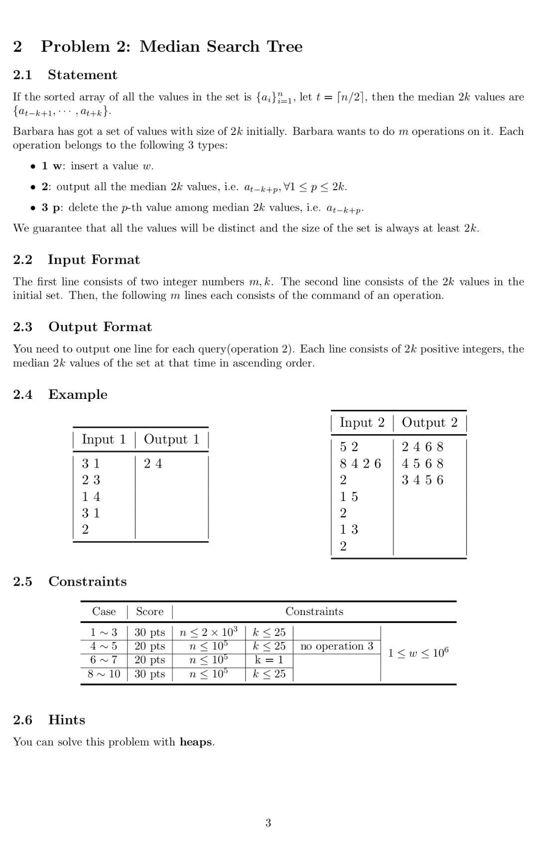 Solved 2.1 Statement If the sorted array of all the values | Chegg.com