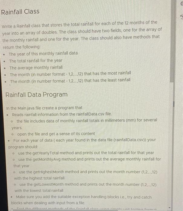 Solved A Rainfall Class Write a Rainfall class that stores | Chegg.com