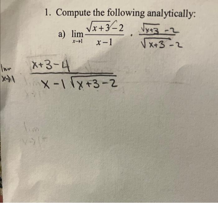 Solved 1. Compute the following analytically: a) | Chegg.com