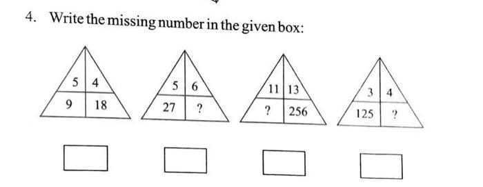 Solved 4. Write the missing number in the given box: | Chegg.com