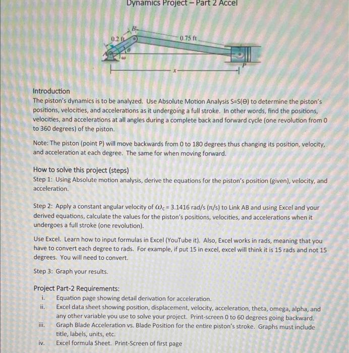 Solved Introduction The piston's dynamics is to be analyzed. | Chegg.com