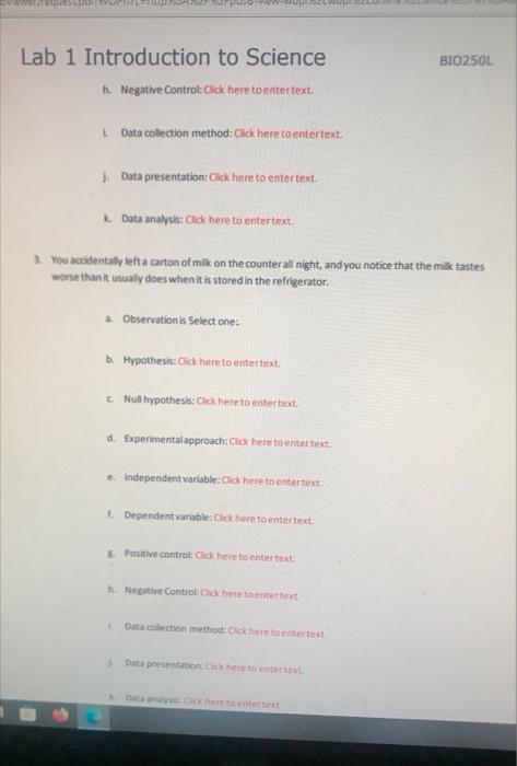 Solved BIO250L Lab 1 Introduction to Science h. Negative | Chegg.com
