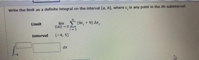Solved Write the limit as a definite integral on the | Chegg.com